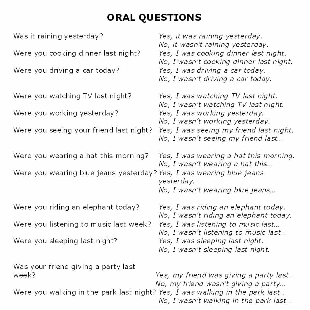 Activities For Teaching The Progressive Tenses